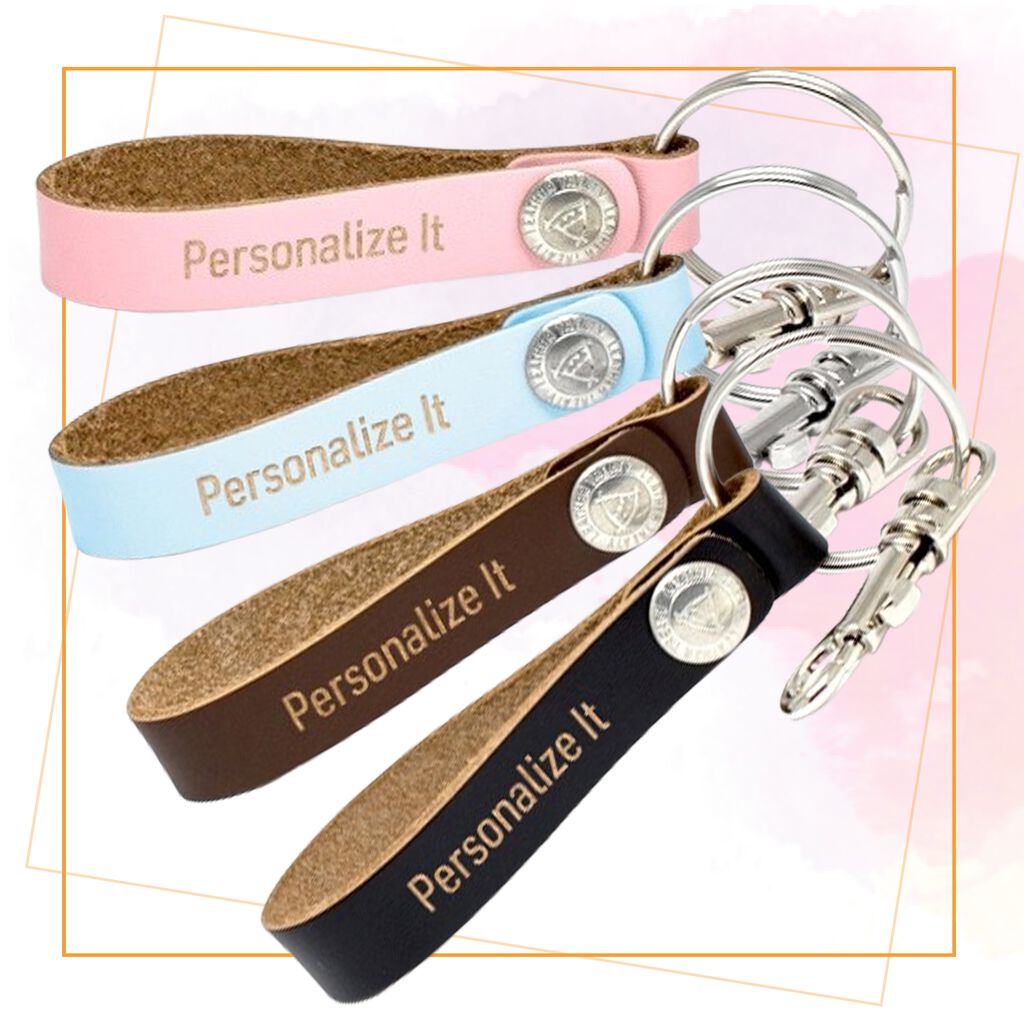 Leather Loop Keychain - Blush Bloom